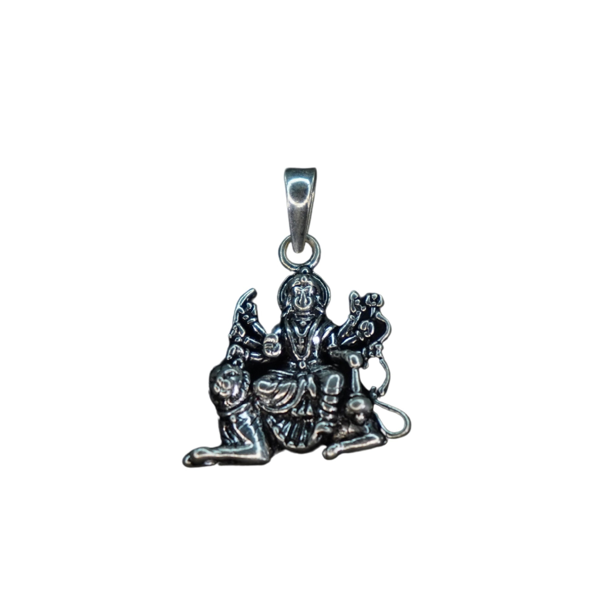 Pure Silver Durga Devi Sitting On Lion 3.76G, Goddess Durga Pendant ...