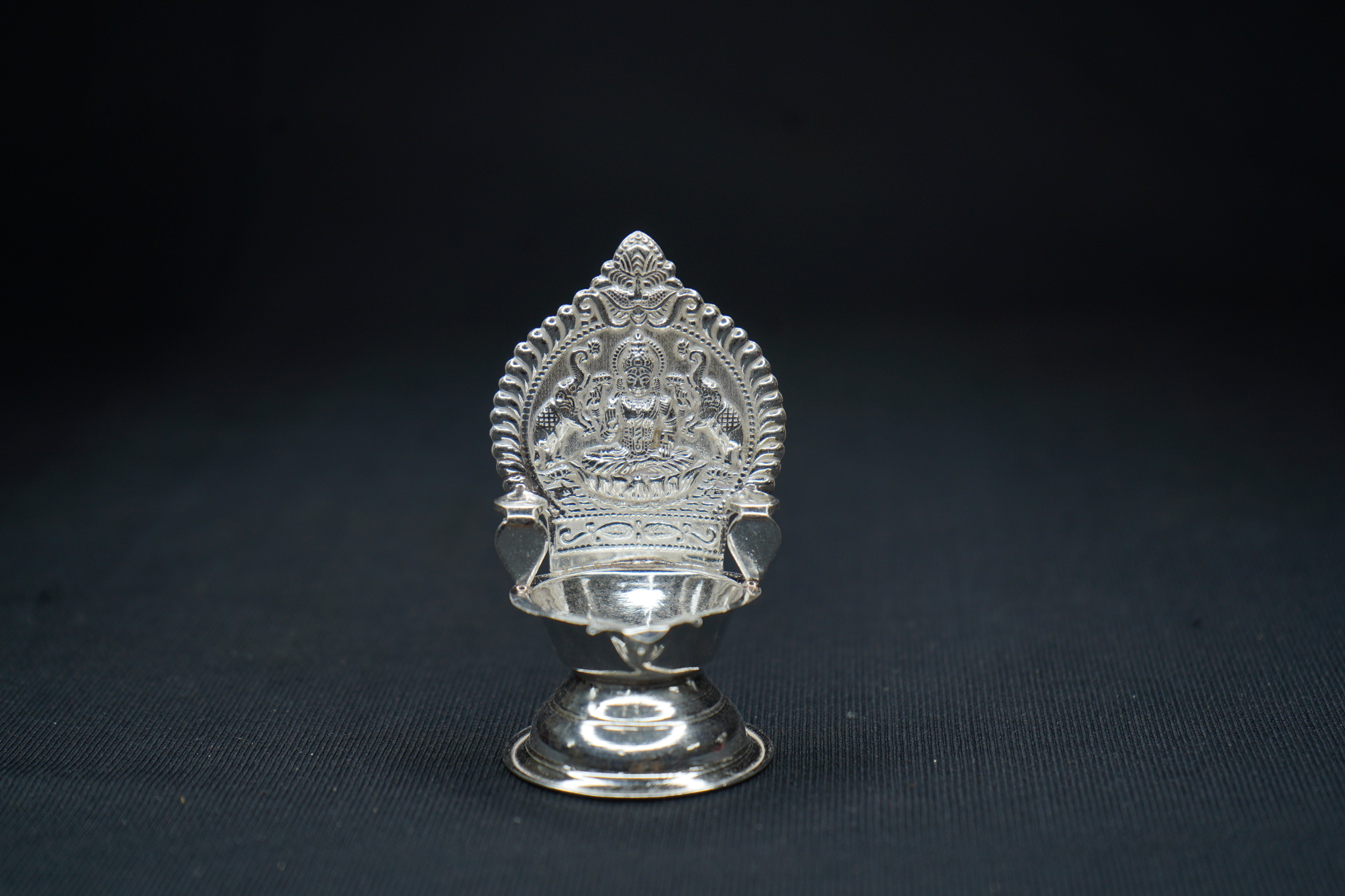 Pure Silver Gajalakshmi Diya 11g, Kamakshi Lakshmi Deepam Amman Vilakku Lamp For Pooja, Silver ...