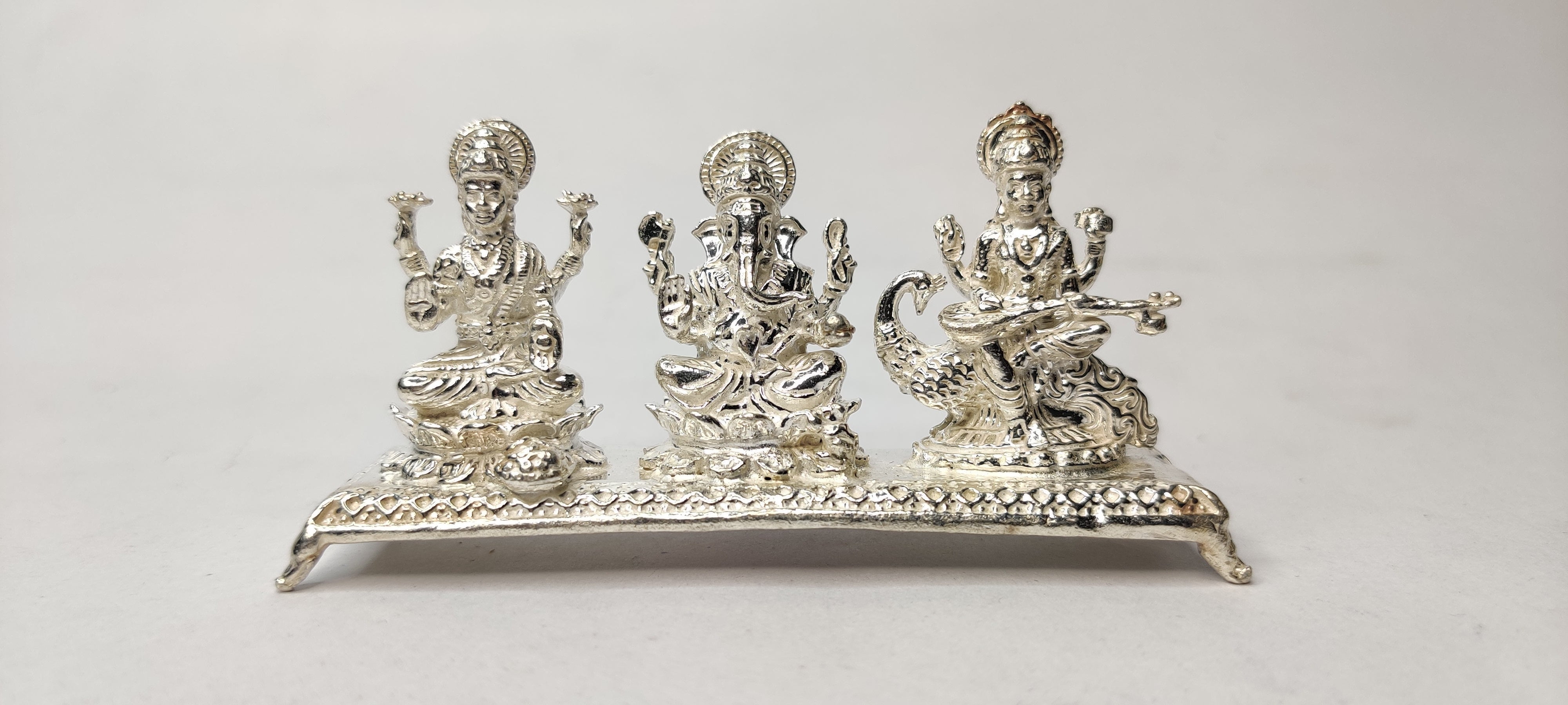 Pure Silver Lakshmi Ganesh Saraswati Idol 109g, silver Diwali gifts ...
