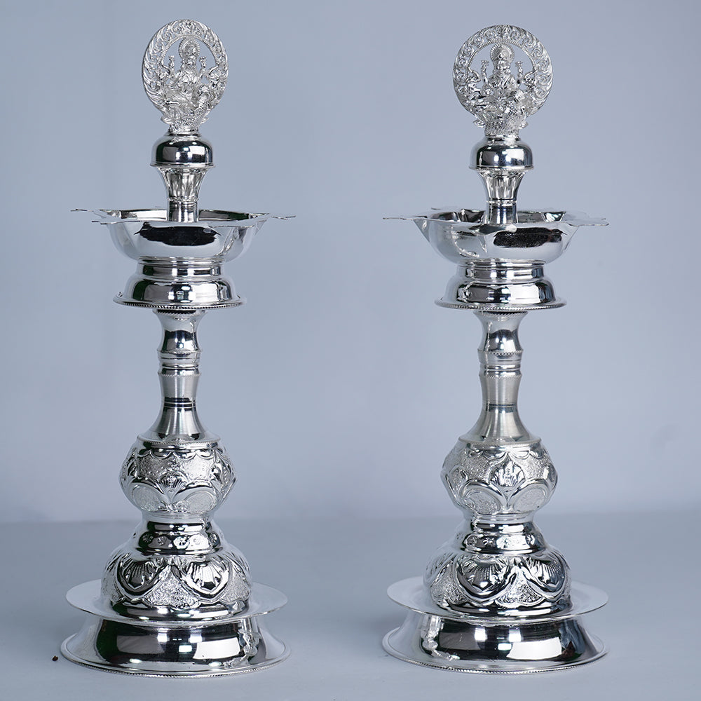 Pure Silver Laxmi Devi Design Lamp Stand Pair 478g - Walmart.com