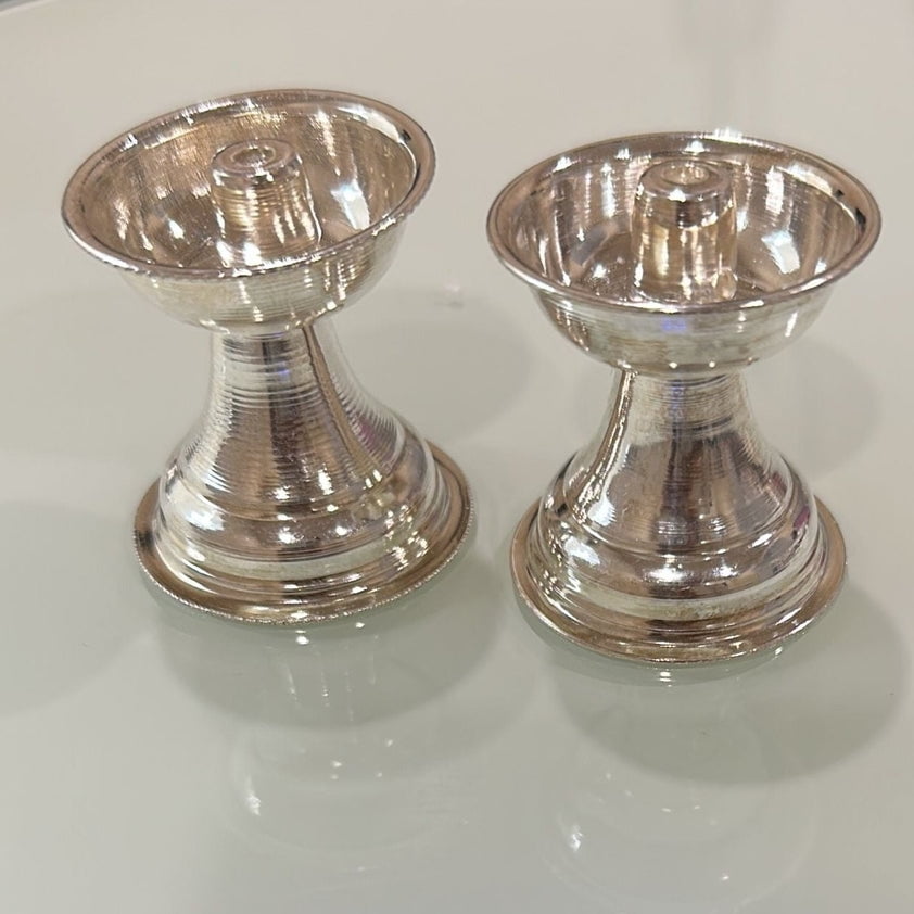 Pure Silver Pair of Diyas, Deepak for Home Usage, diya for Temple ...