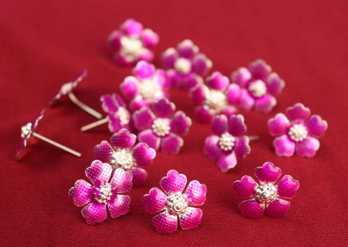 Pure Silver Pink Colour Flowers, Pure Silver Gift Items, Silver Pooja ...