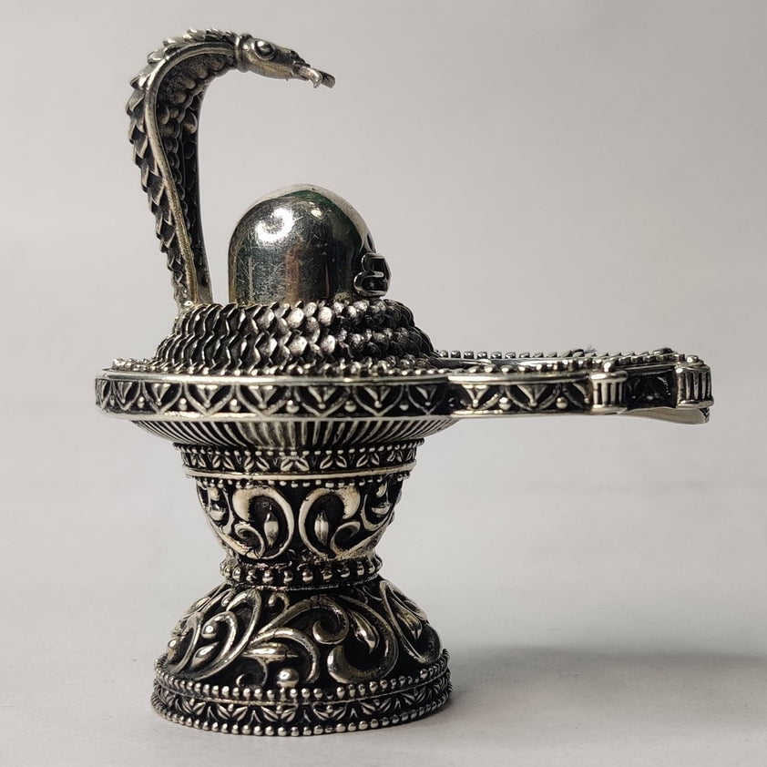 Pure Silver Shivling with Sheshnag 167g, Lord Shiva Lingam Idol Pure ...