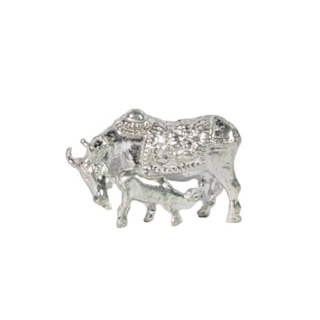 Pure Silver Solid Cow and Calf Idol, Silver Cow and Calf Statue Return ...