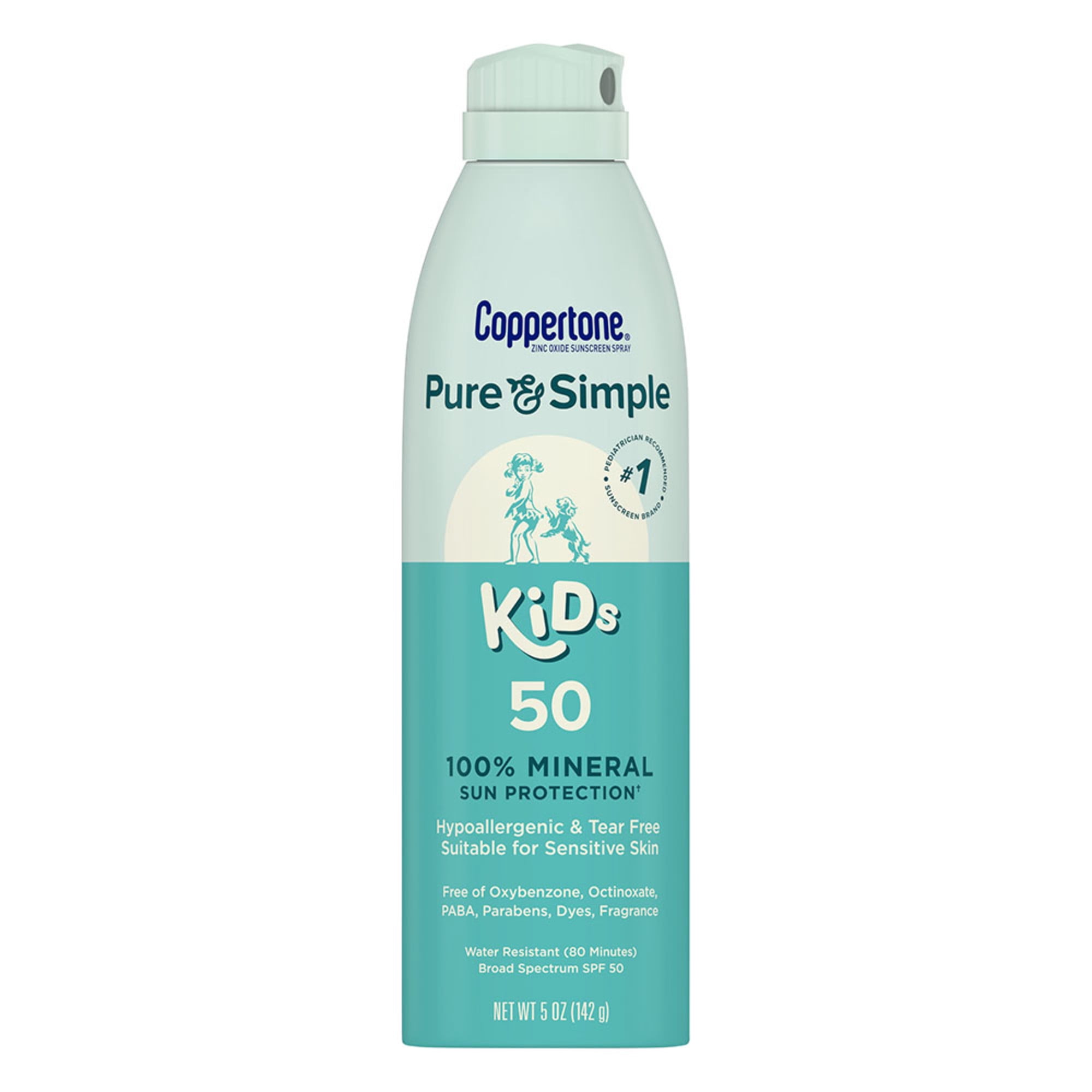 Coppertone Pure and Simple Kids Mineral Sunscreen Spray SPF 50 ...