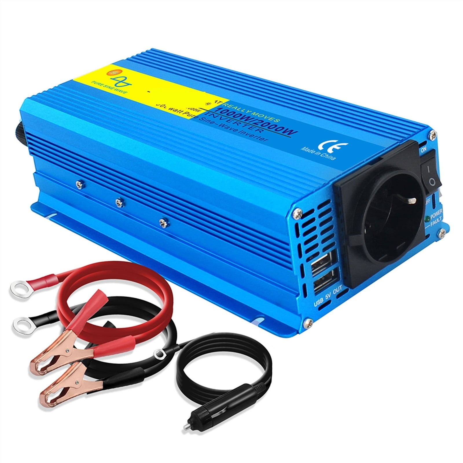Pure Sine Wave Car Inverter 2000W DC12V to AC 110 Charging Adapter ...