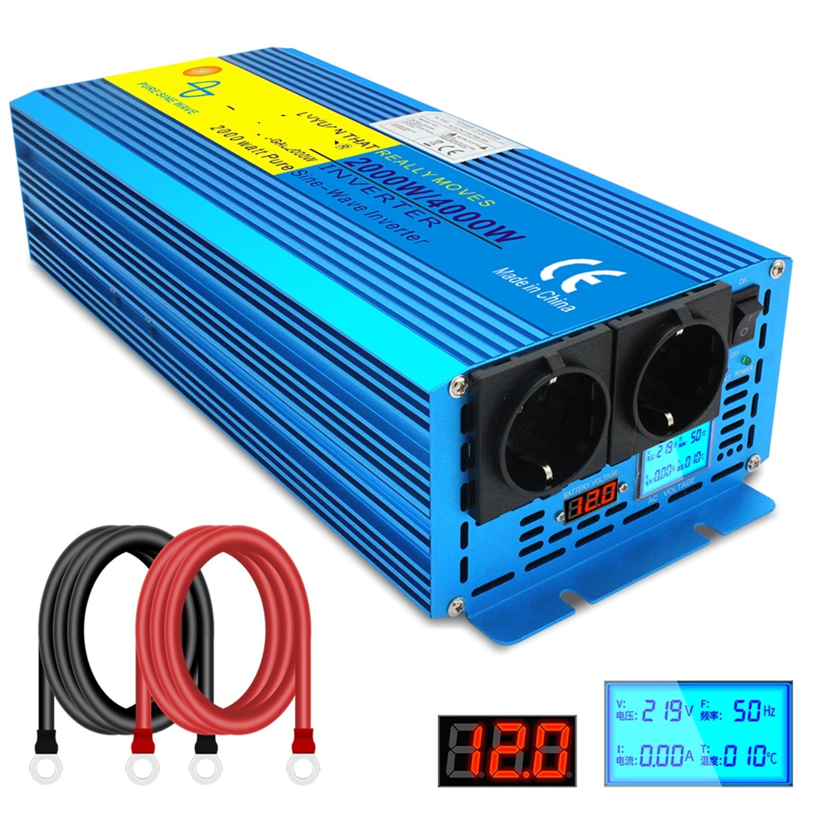 Pure Sine Wave Car Inverter DC 12V To AC 220 Voltage Converter 3000W ...