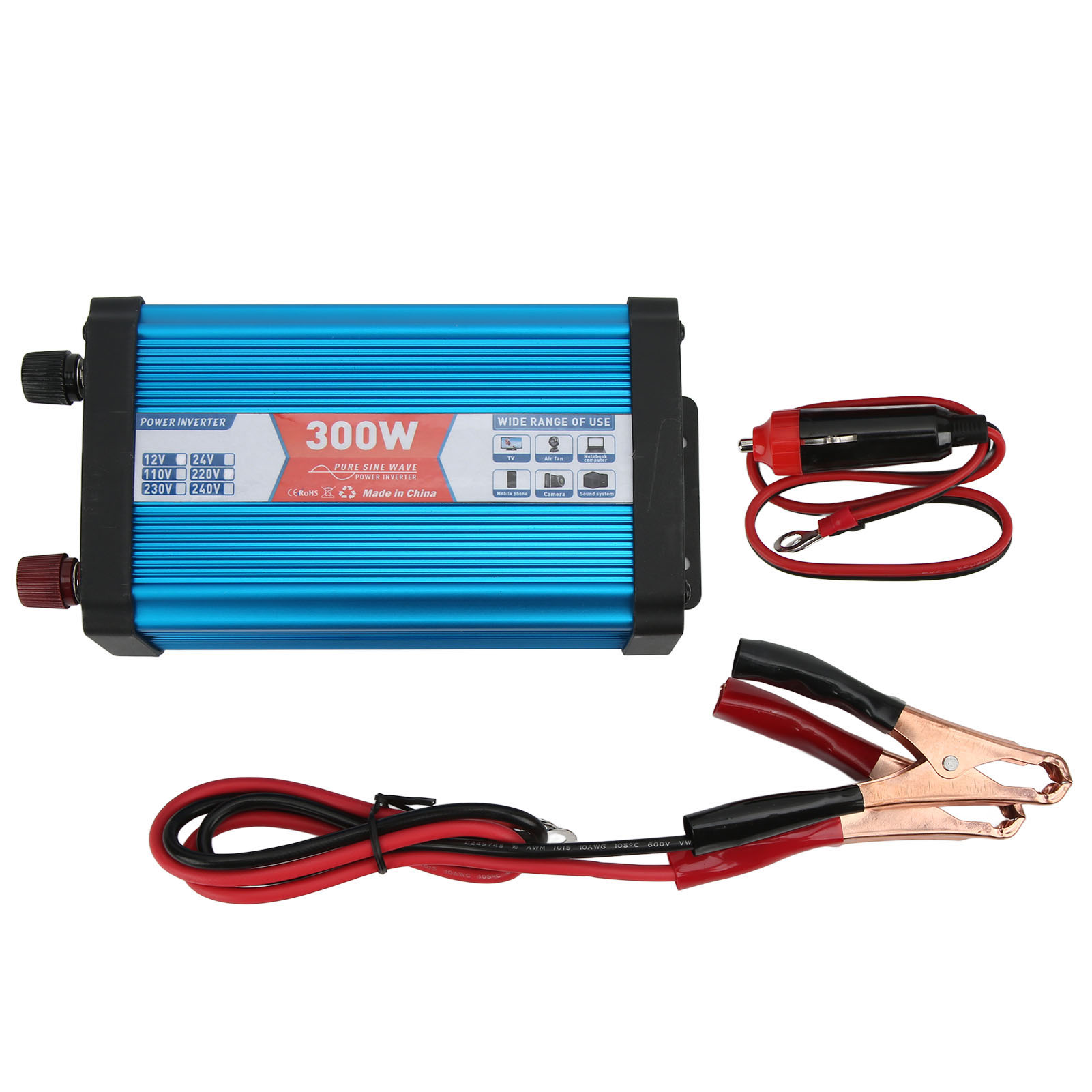 Pure Sine Wave Car Power Inverter, 300W Continuous, Dual USB with ...