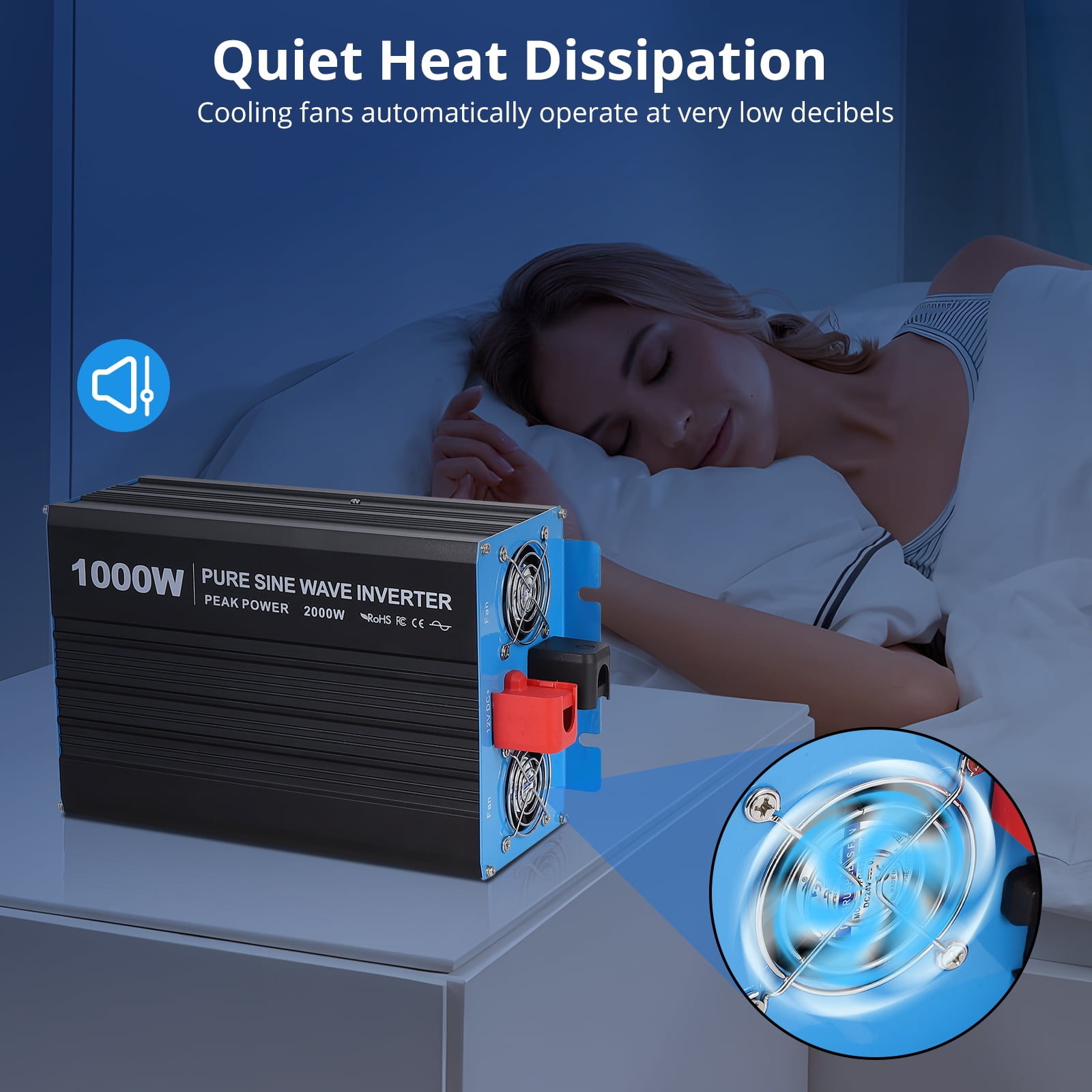 Pure Sine Wave Inverter 12V-120V 2000W LED Indicator/Display 5V/2.1A ...