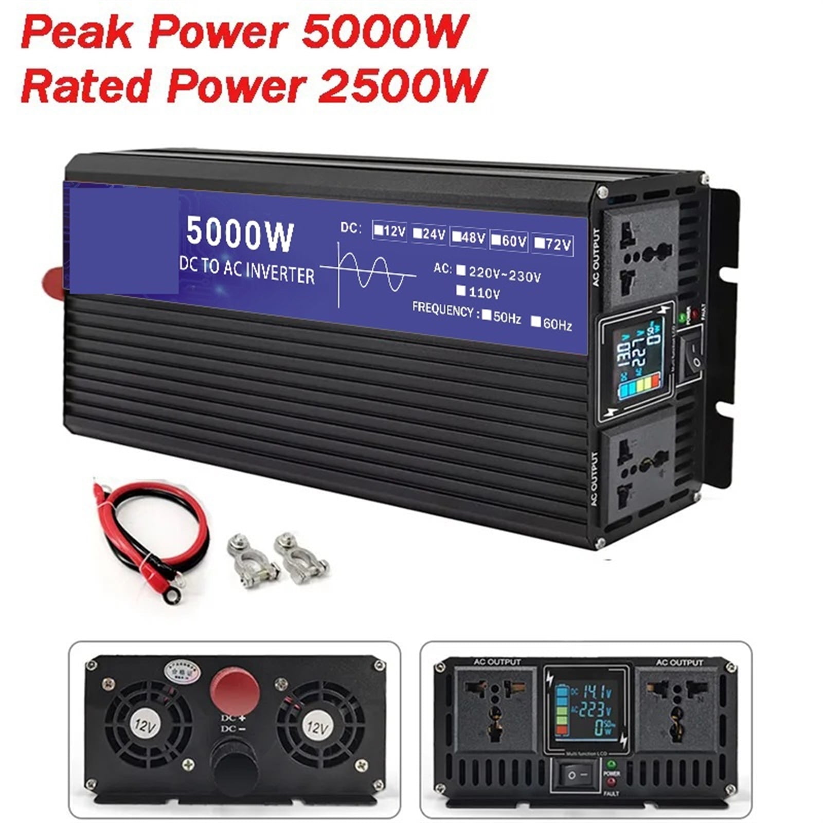 Pure Sine Wave Inverter 12V 24V 48V 60V 72V To AC 5000W 4000W Solar Power Inverter 50HZ/60HZ ...