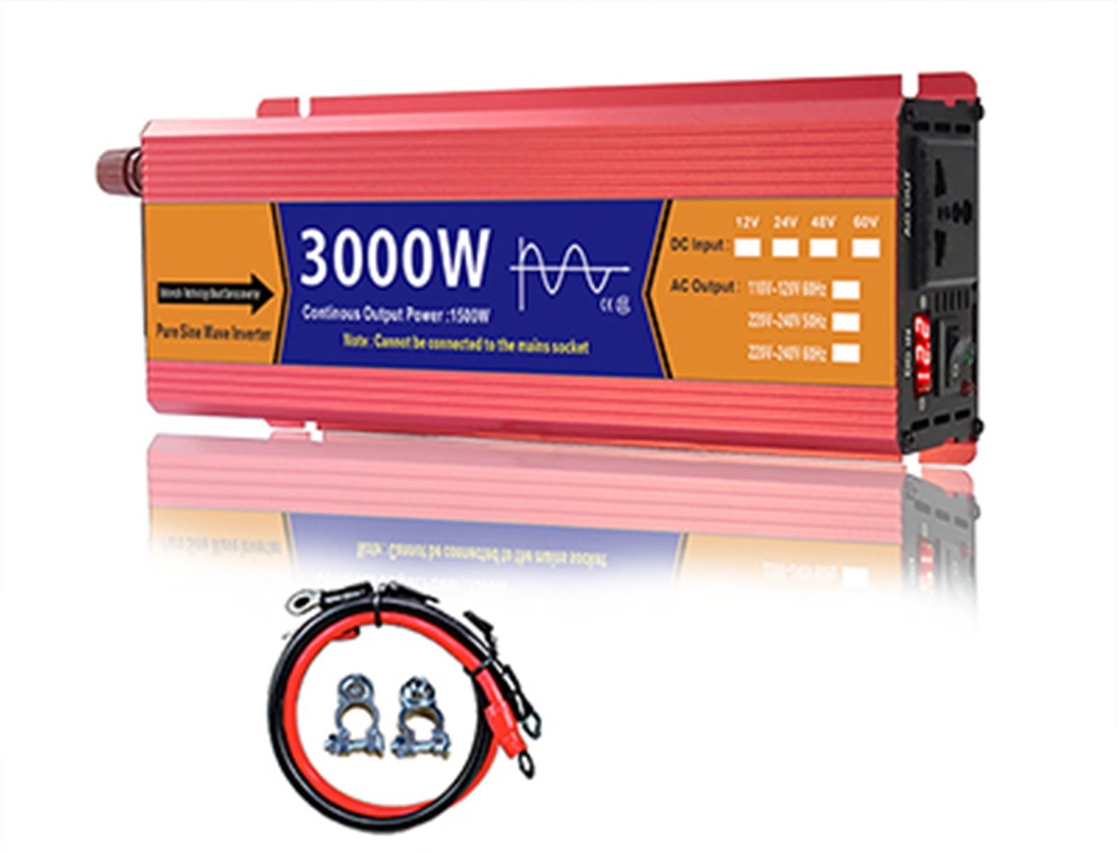 Pure Sine Wave Inverter 12V/24V To AC 1000W/1600W/2200W/3000W Voltage Transformer Power ...