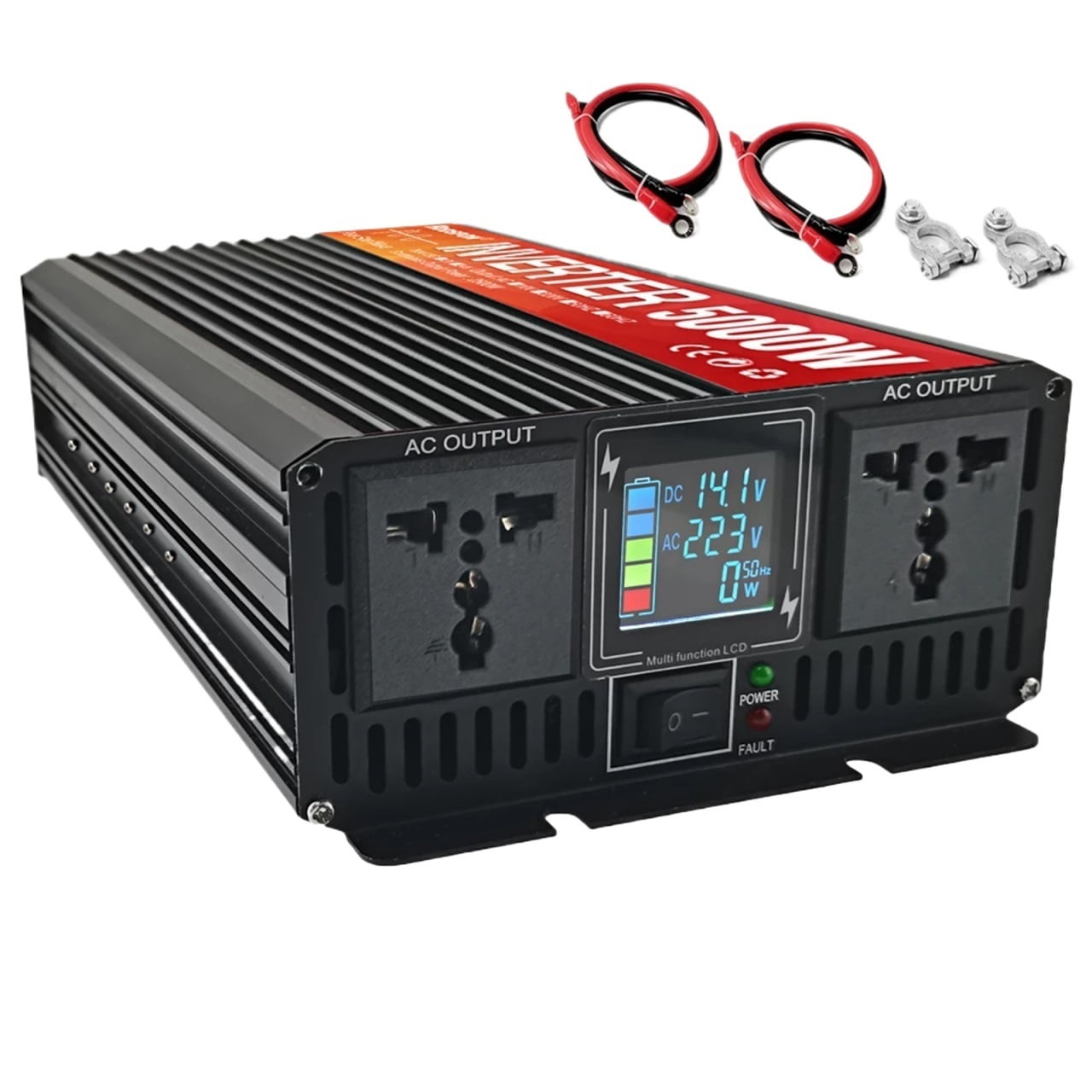 Pure Sine Wave Inverter 3000W 4000W 5000W Double Socket LCD Display DC ...