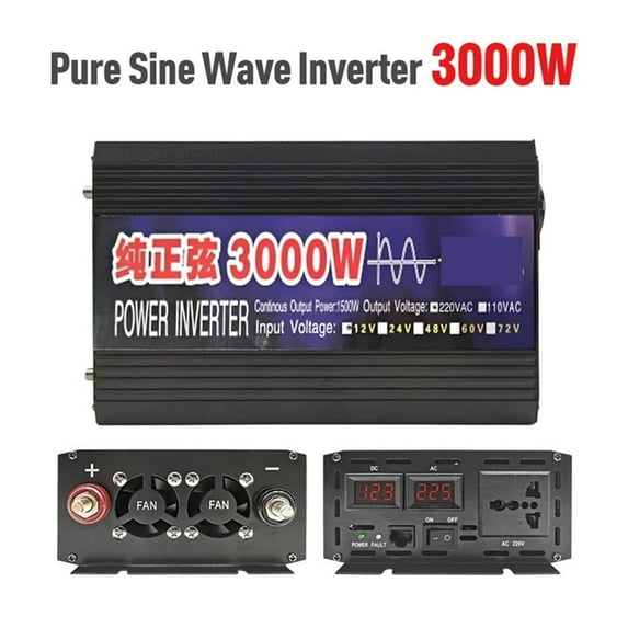 Pure Sine Wave Inverter 4000W 3000W DC 12V 24V To AC 220 50Hz Solar Car ...