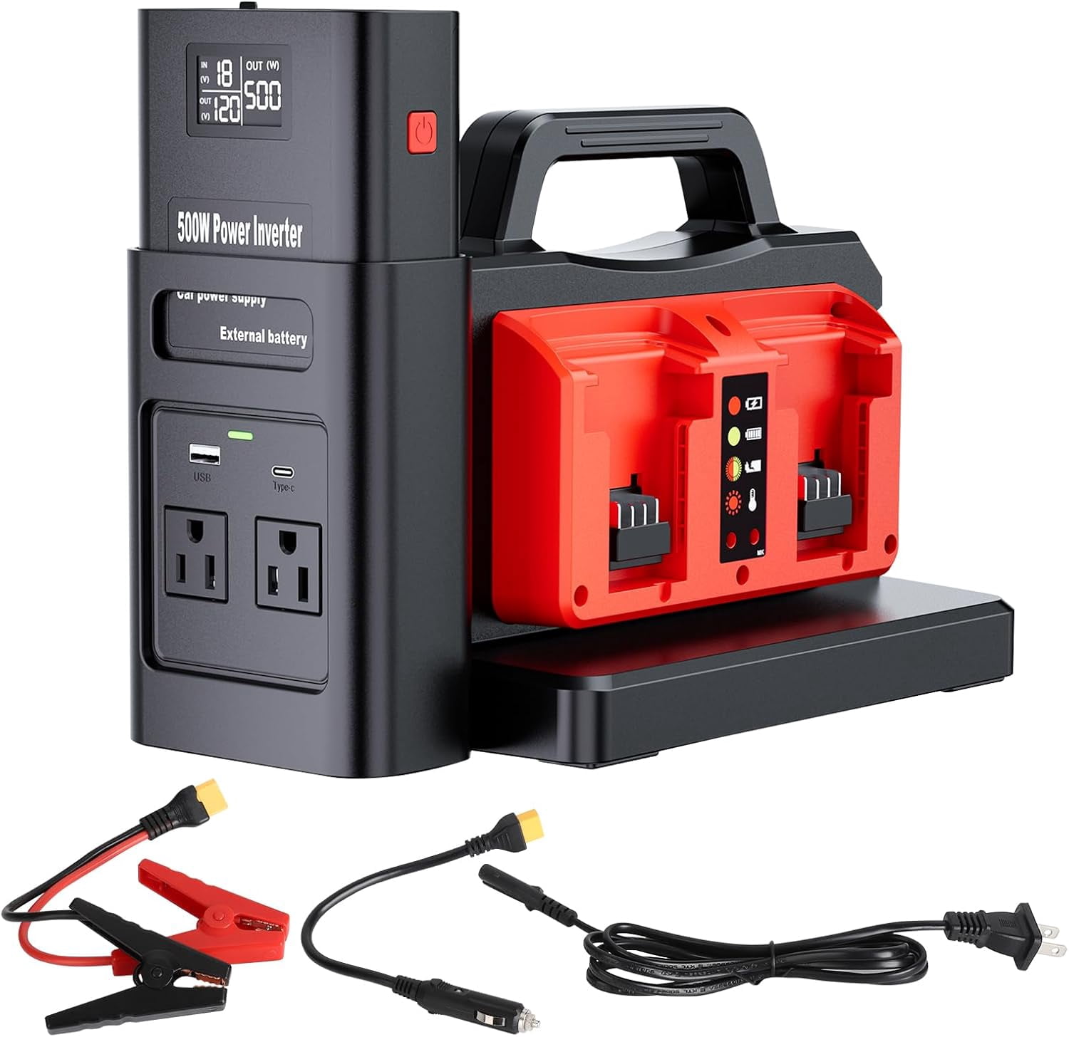 Pure Sine Wave Inverter Compatible with Mil*wau*kee 18V Battery, 2 in 1 ...