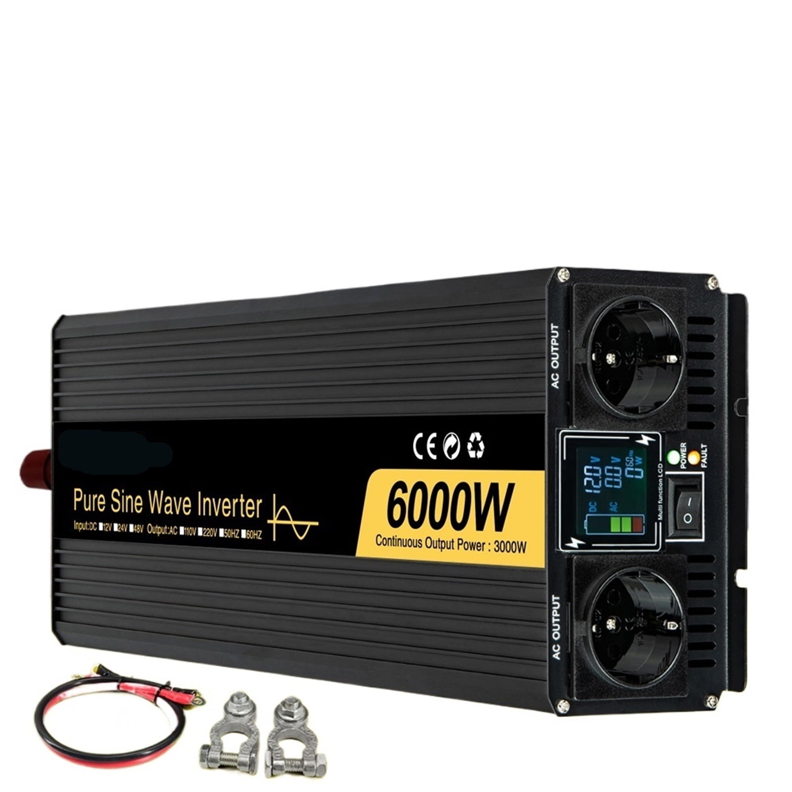 Pure Sine Wave Inverters 4000W 5000W 6000W Double Socket DC to AC,50Hz,60Hz Voltage Converter ...