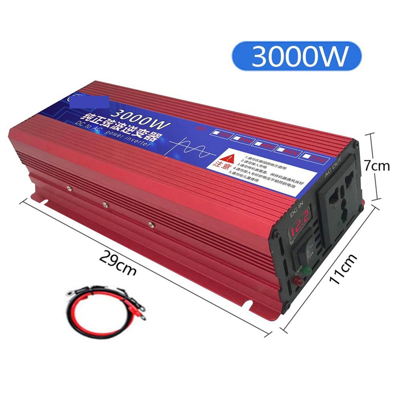Pure Sine Wave Power Inverter 3000W 12V/24V Inverter Pure Sine Wave Power Converter Car Inverter ...
