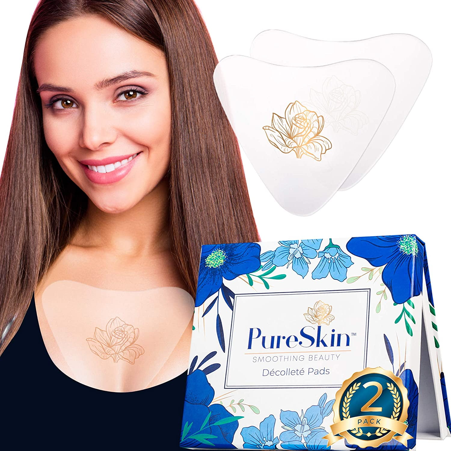 Pure Skin Silicone Anti Wrinkle Chest Wrinkle Pads 2 Pack Reusable