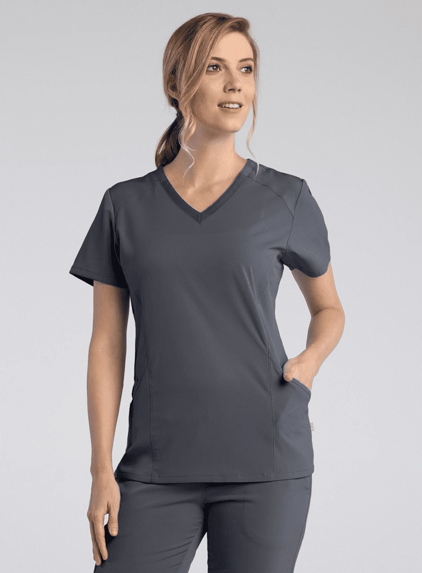 Pure Soft Women's V-Neck Mesh Side Solid Scrub Top - Walmart.com
