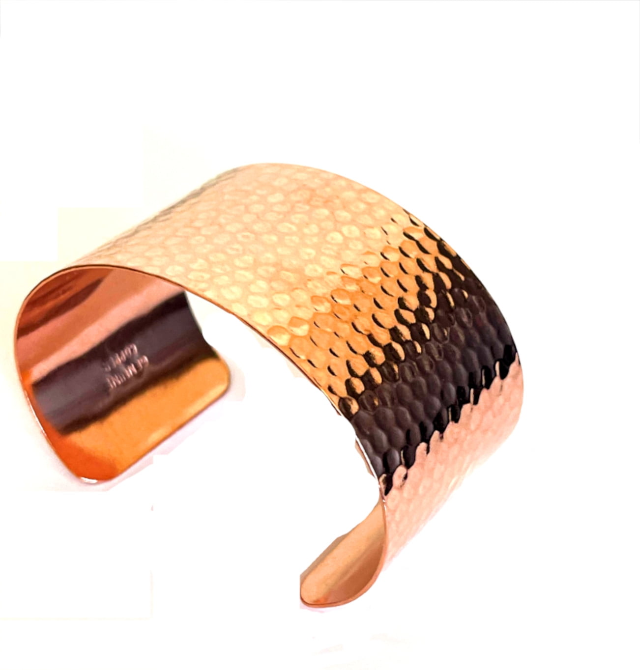 Pure Solid Copper 2 inch Cuff Bangle for Men or Women in Hammered ...
