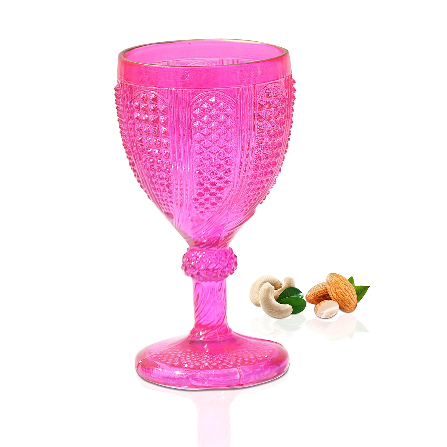 Pure Source India Crystal Clear Diamond Cut Wine and Juice Glass ...