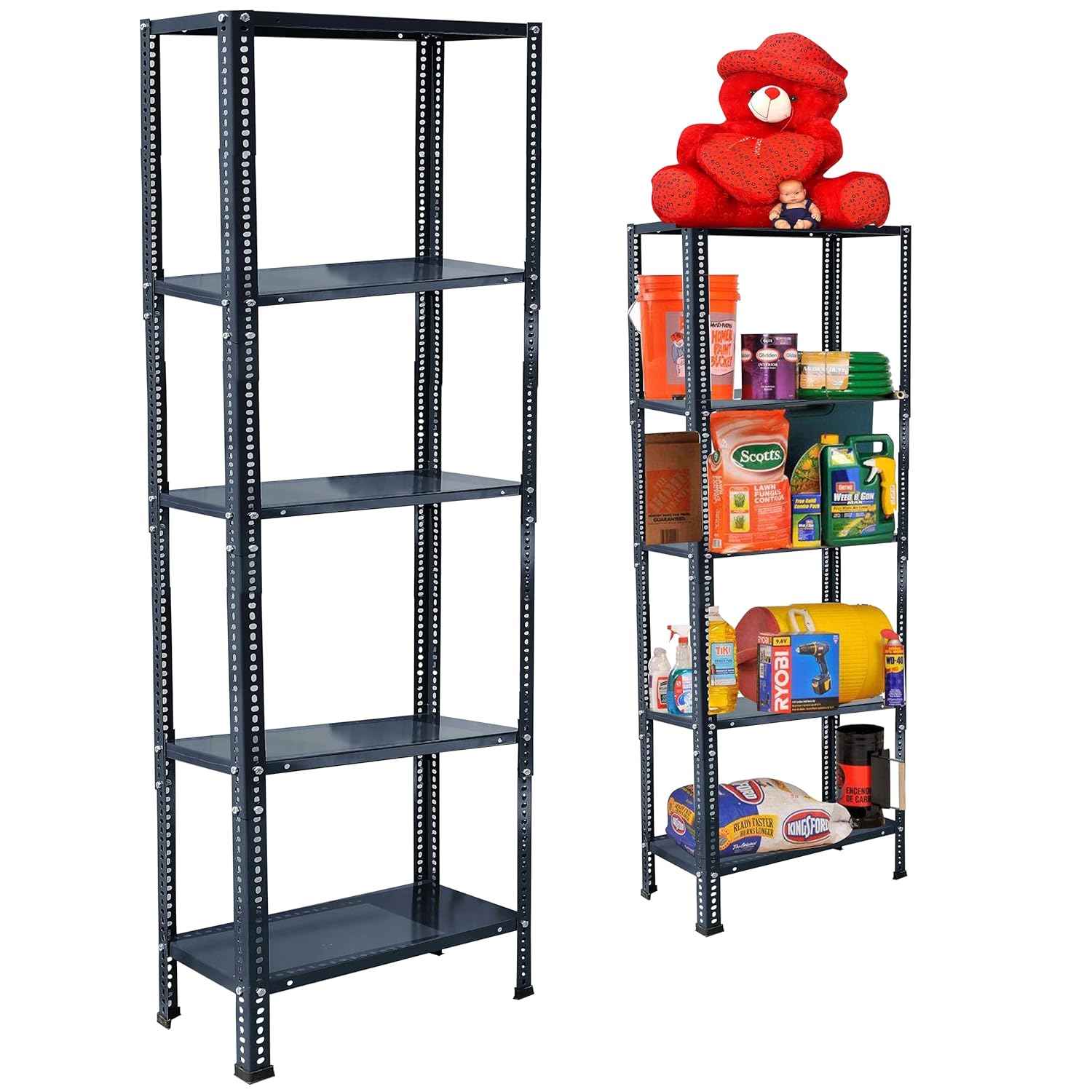 Pure Source India Iron Matte Finish Adjustable Shelving Unit Storage ...