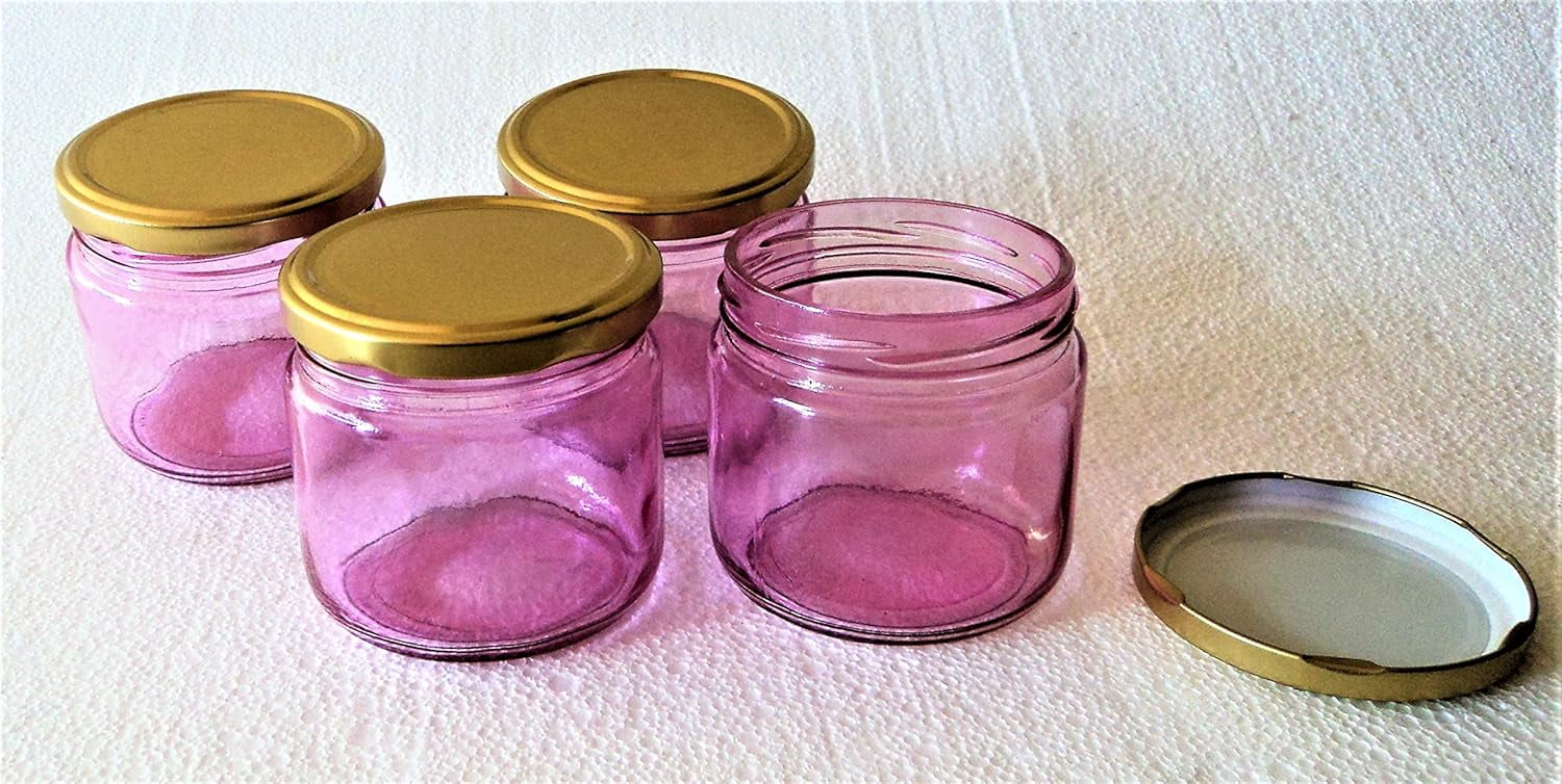 Pure Source India Pink Color Glass Jar 150 Gram Capacity with Airtight ...