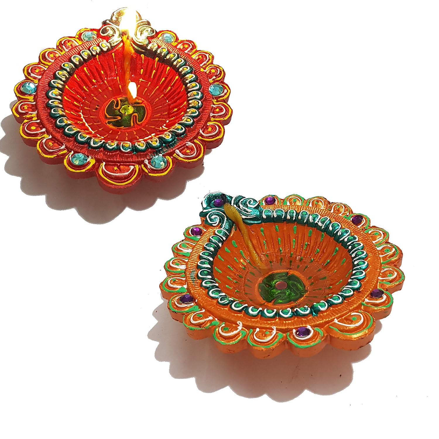 Pure Source India Terracotta Decorative Big Size Diya Suitable for Puja ...