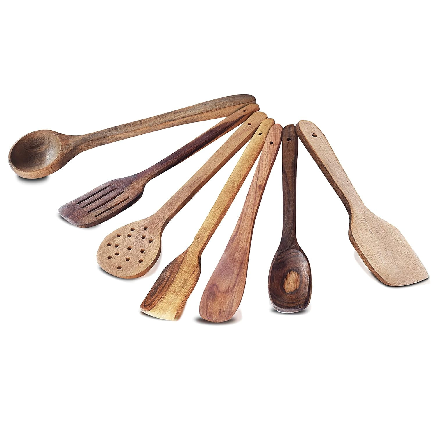 Pure Source India Wooden Serving and Cooking Spoons Kitchen Utensils ...