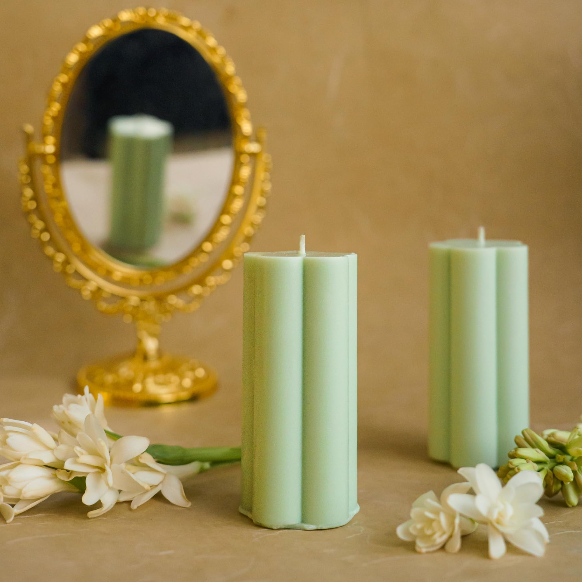Pure Soy Wax Jasmine Scented Pillar Candles for Home Decor | Pillar ...