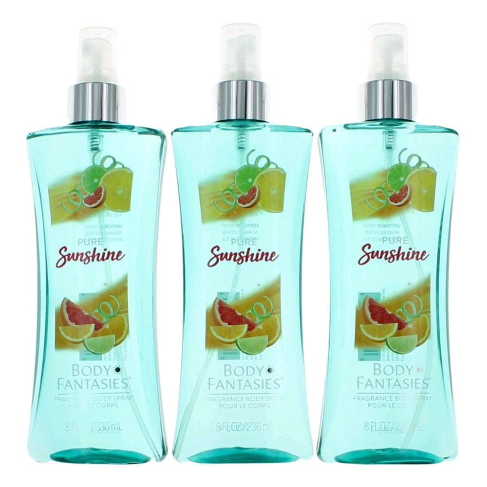 Body Fantasies Pure Sunshine, Amber Scented, 3 Pack 8 oz Women's ...