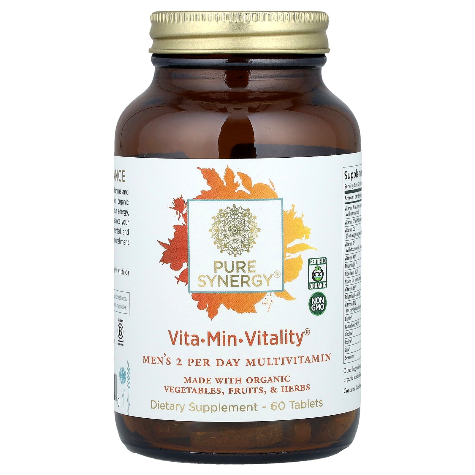 Pure Synergy Vita-Min-Vitality®, Men's 2 Per Day Multivitamin, 60 ...