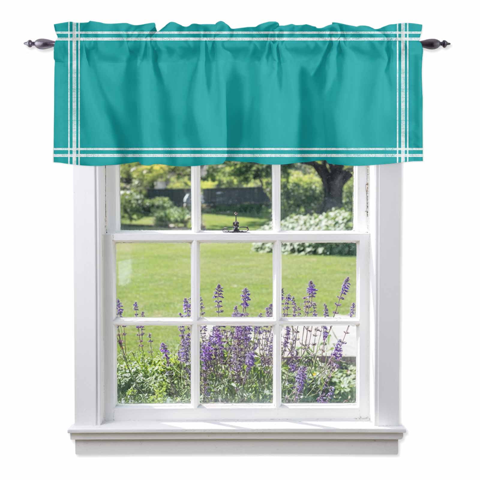 Pure Teal Green Kitchen Curtain Valances for Windows Farmhouse Short ...