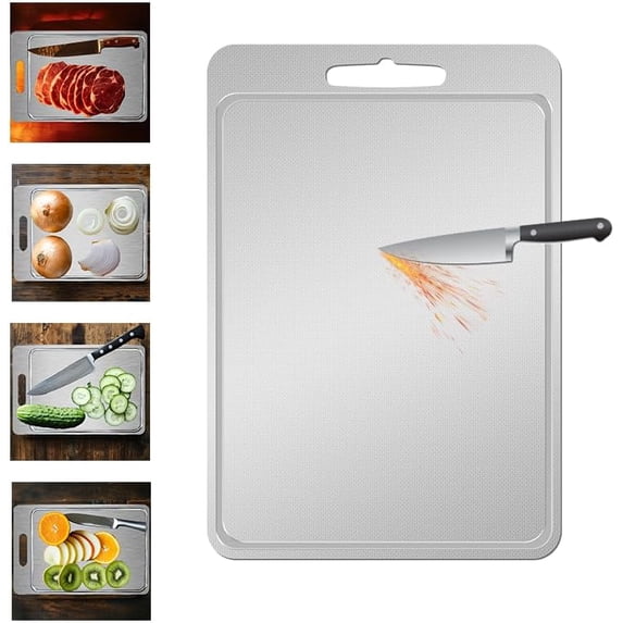 Pure Titanium Cutting Board with Juice Groove – Pure Titanium Double ...