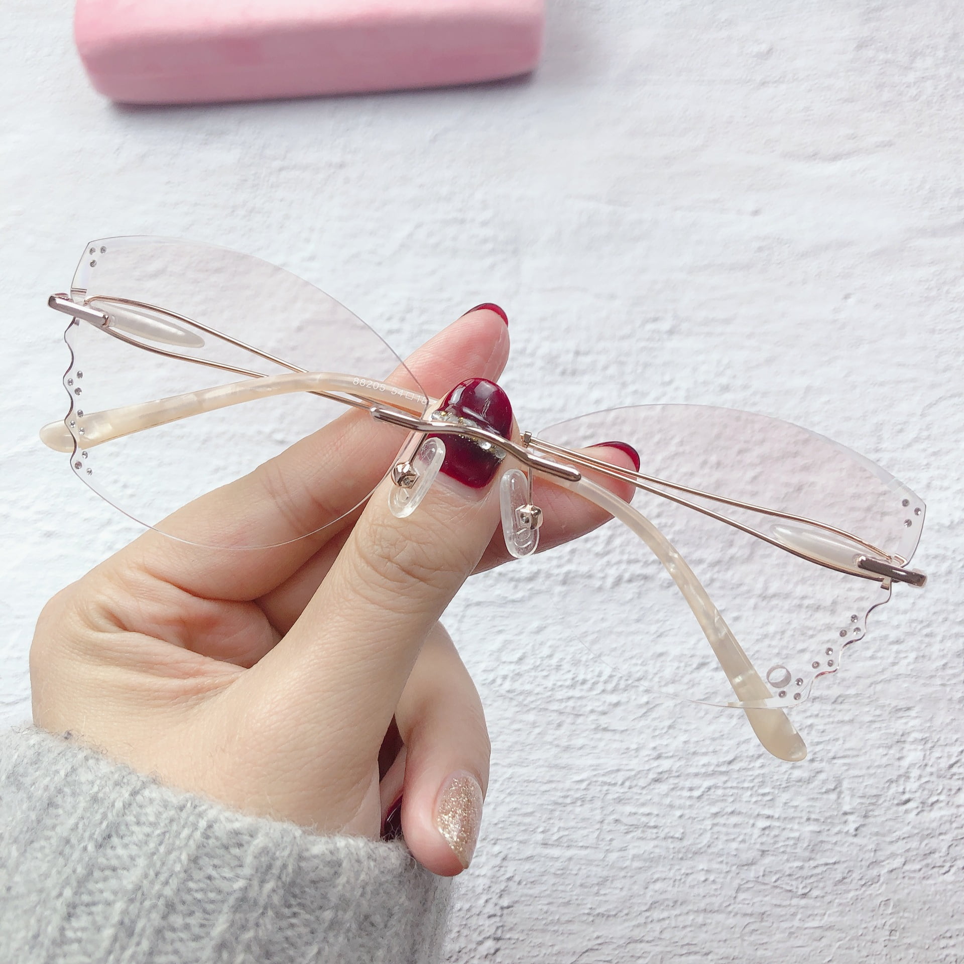 Pure Titanium Glasses Womens Diamond Rimless Glasses Frame Sunglasses ...