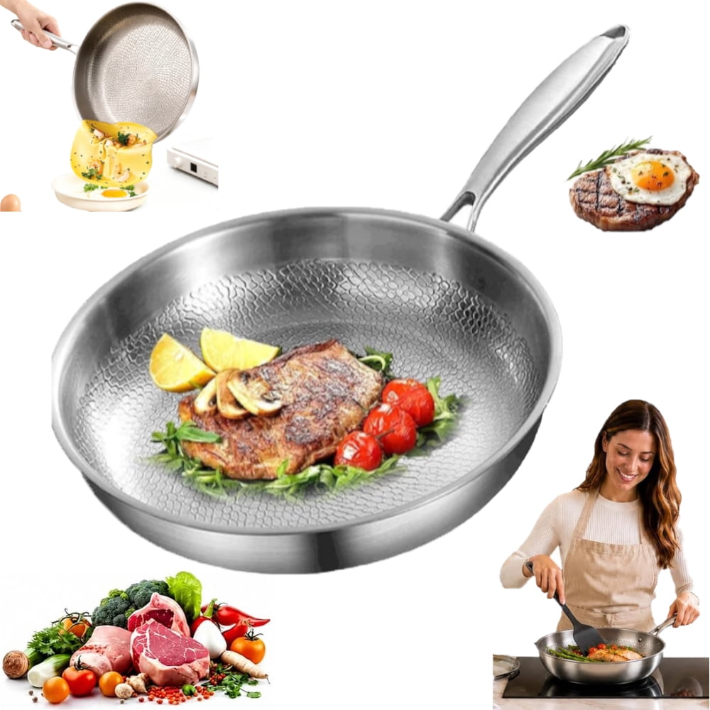 Pure Titanium Hammered Frying Pan with Lid, Non-Coating Non-Toxic ...