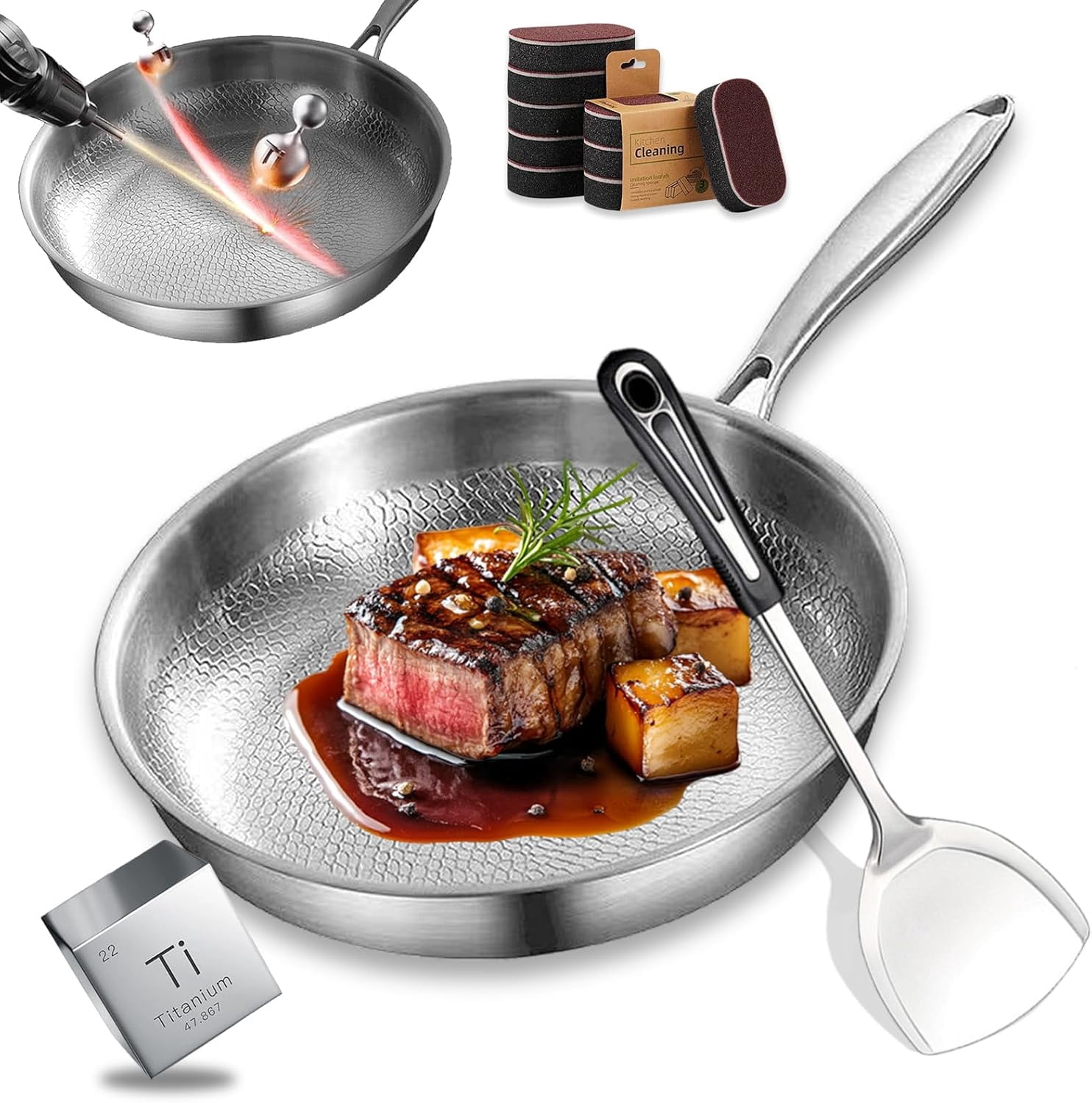 Pure Titanium Pan for Cooking, Pure Titanium Frying Pan with Lid ...