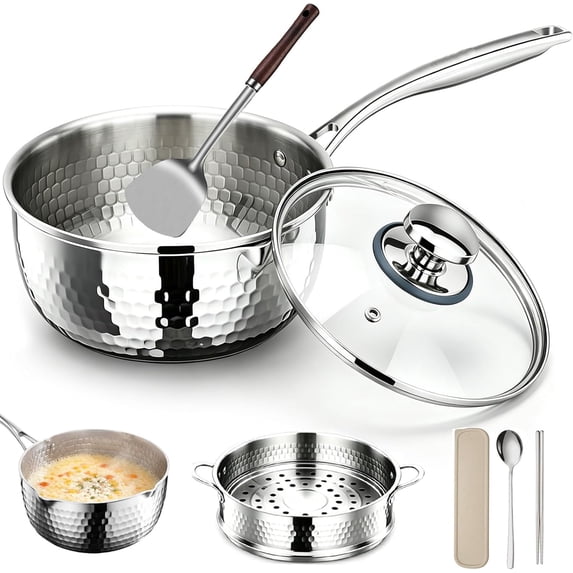 Pure Titanium Saucepan with Lid - Nonstick Titanium Pot for Cooking ...