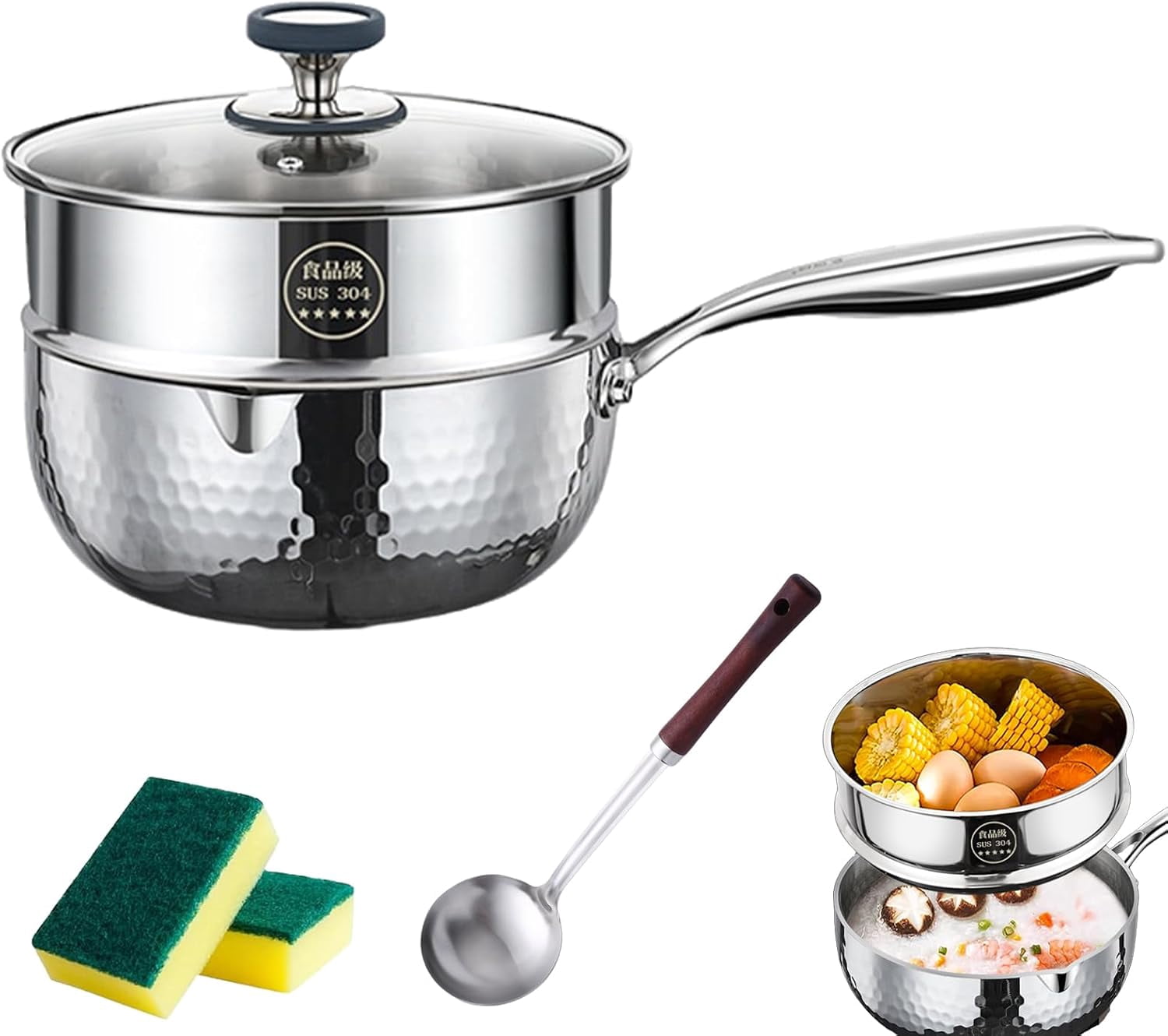 Pure Titanium Saucepan With Lid,No Coating Non Stick Titanium Pot,Dual ...