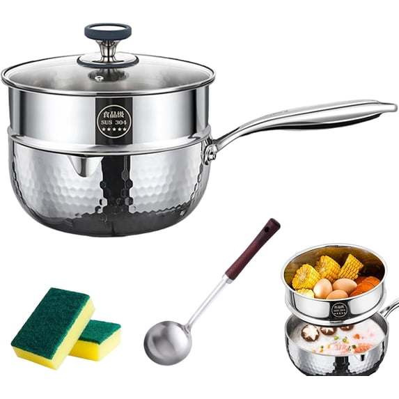 Pure Titanium Saucepan With Lid,No Coating Non Stick Titanium Pot,Dual ...
