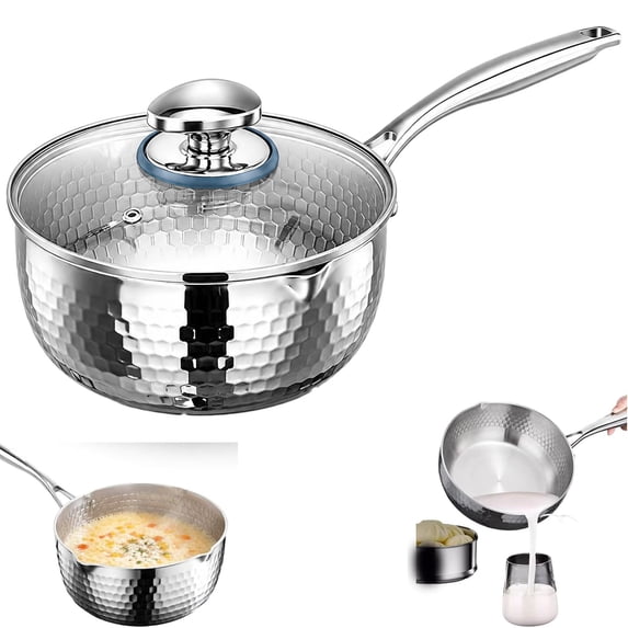 Pure Titanium Saucepan with Lid – Non‑Coated Nonstick Titanium Pot, 500 ...