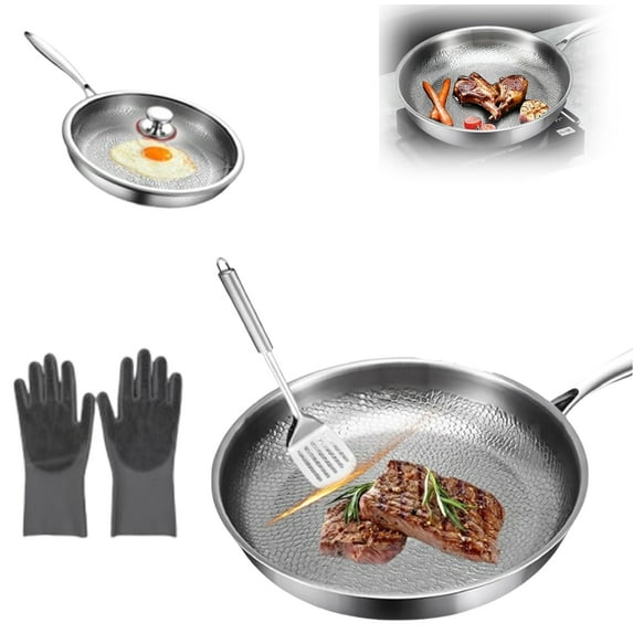 Pure Titanium Skillet, Titanium 12 Inch Frying Pan, 2026 Upgrade to 100 ...