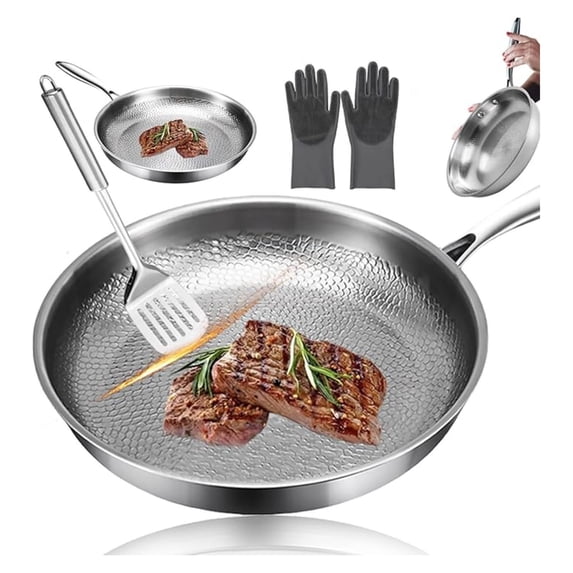 Pure Titanium Skillet, Titanium 12 Inch Frying Pan, 2026 Upgrade to 100 ...
