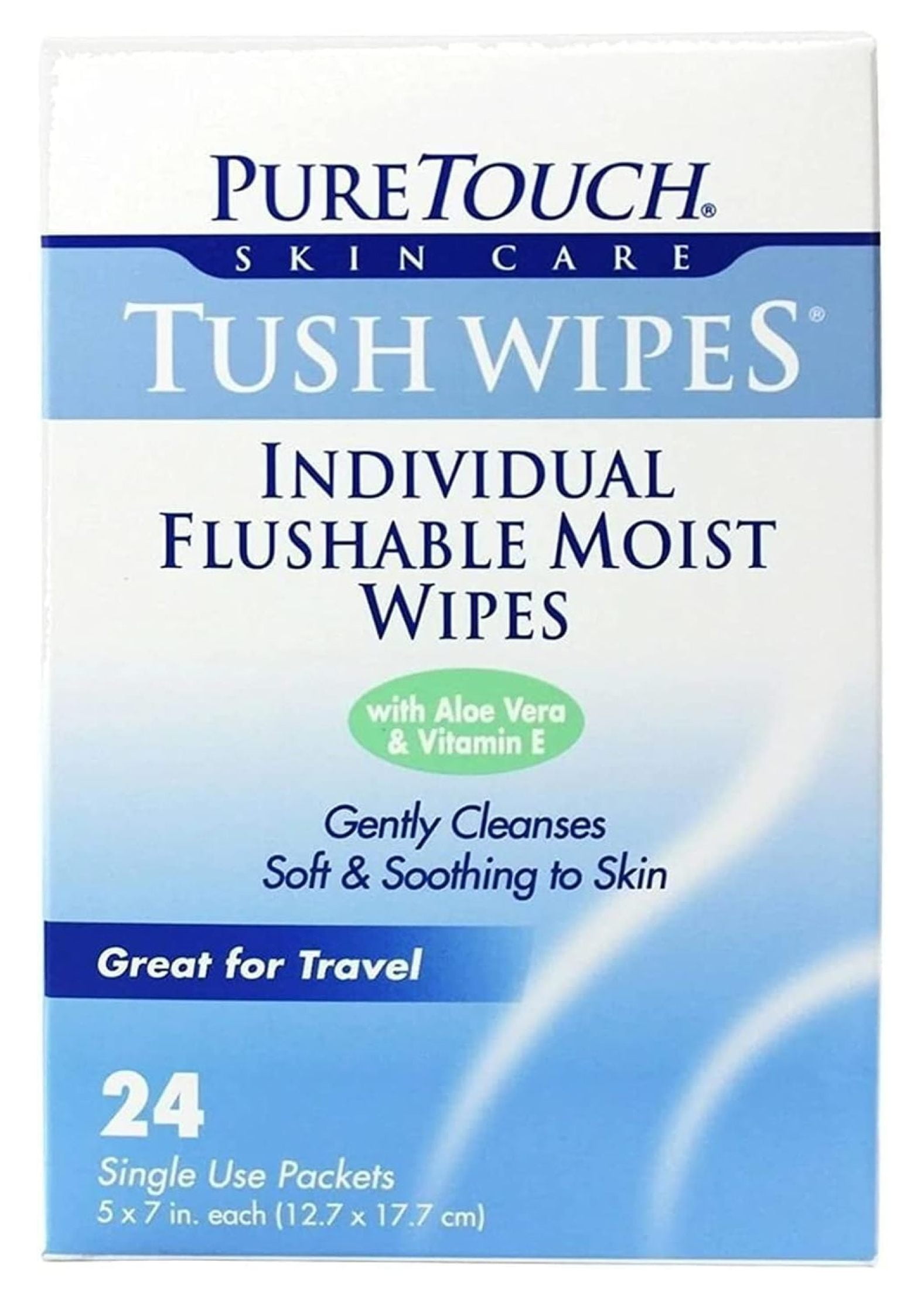 Pure Touch Tush Wipes for Adults 24 Individual Flushable Moist Wipes ...