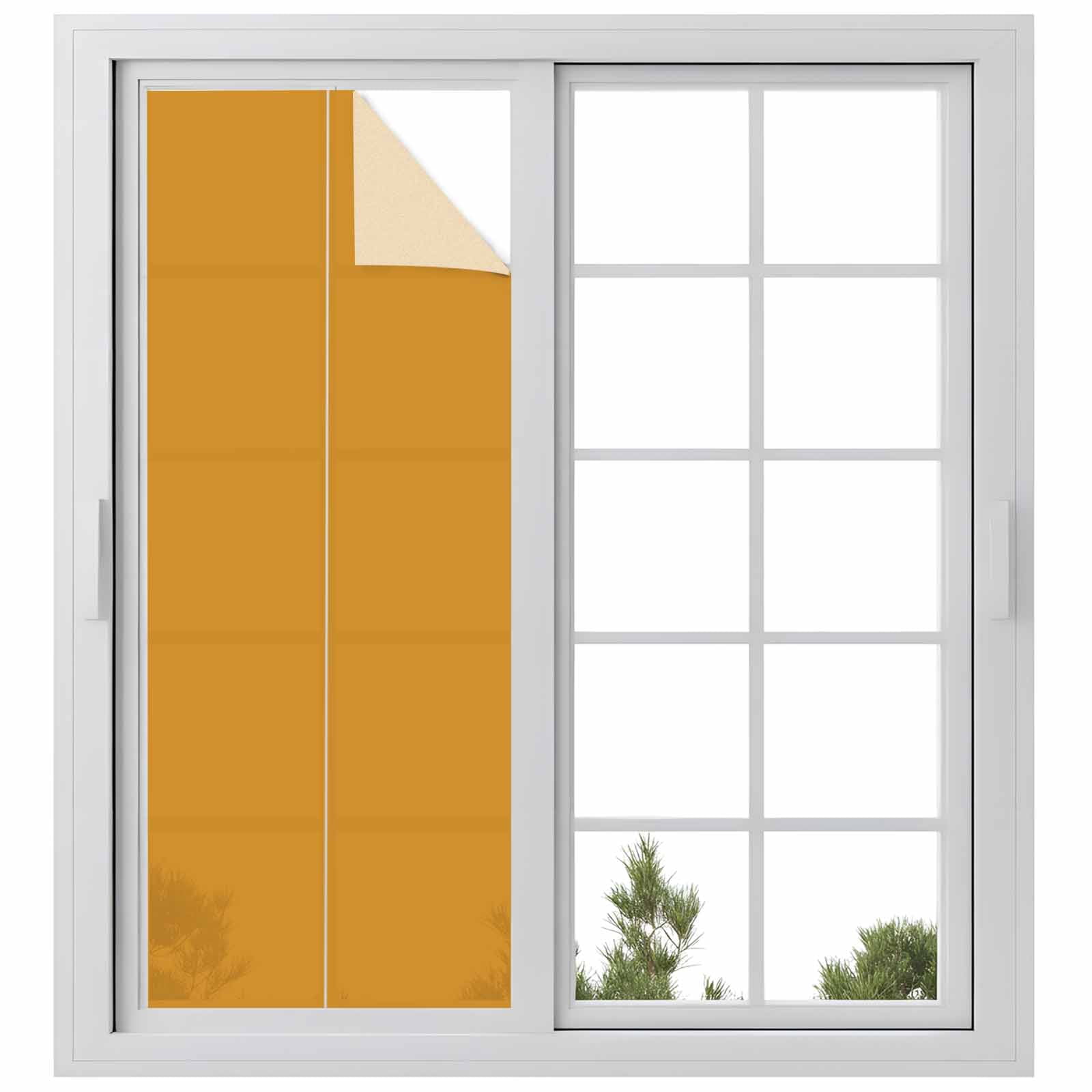 Pure Turmeric Window Privacy Film, Simple Solid Color Static Cling UV ...