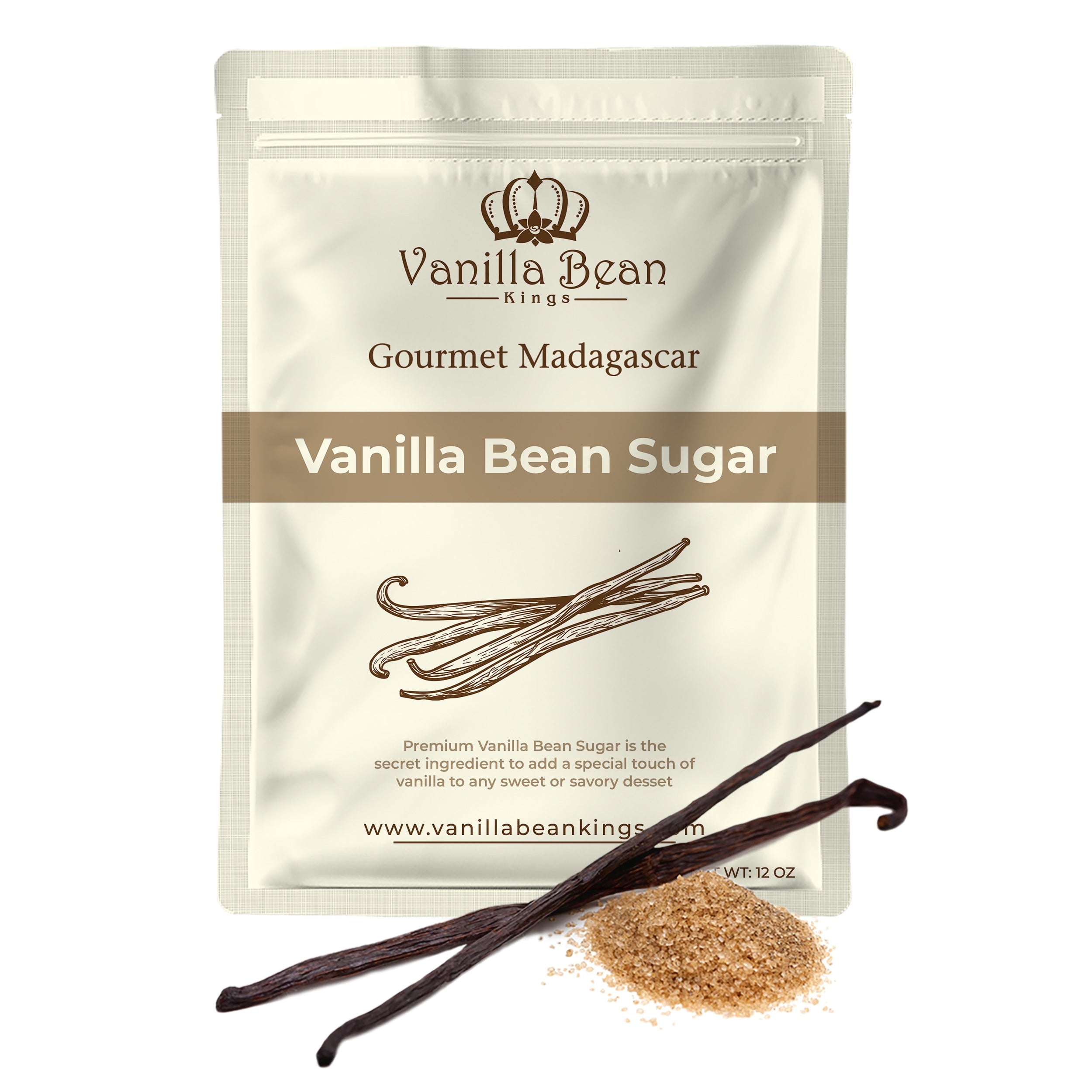 Vanilla Bean Kings, Pure Vanilla Bean Sugar, 12 OZ, Madagascar Vanilla ...