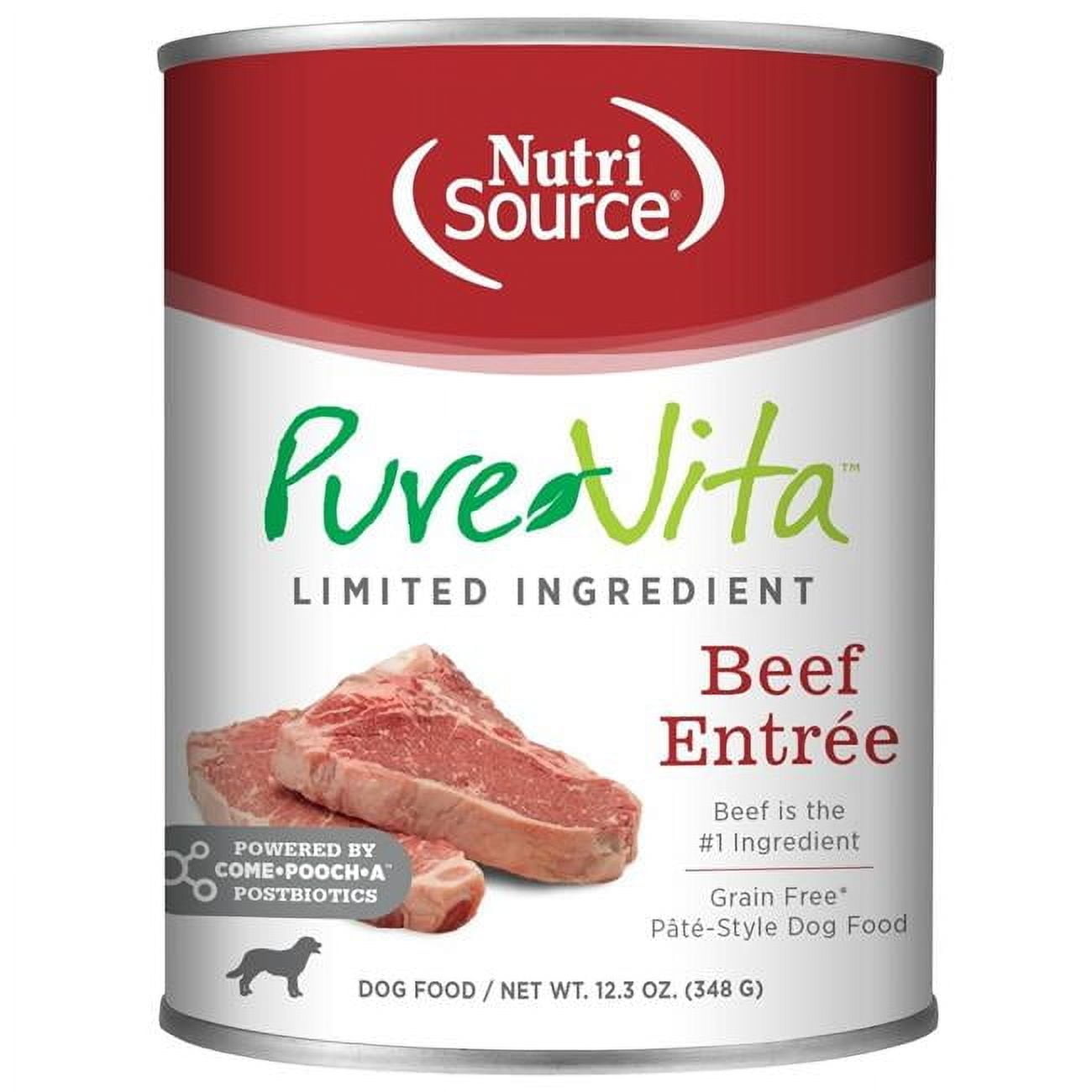 Pure Vita 872747 12.3 oz Grain Free Beef Entree Dog Cans MP12 Case ...