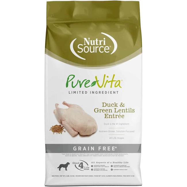 NutriSource Pure Vita Grain Free Duck & Green Lentils Entree Dog Food 4 ...