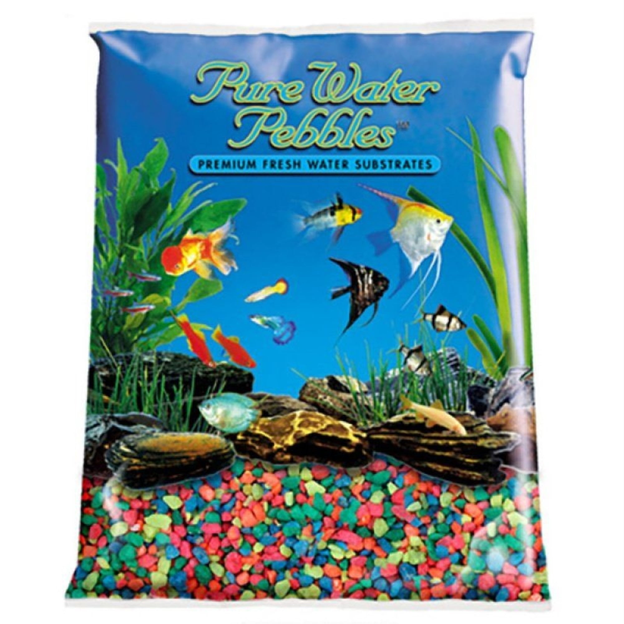 Pure Water Pebbles Aquarium Gravel - Neon Rainbow - 5 lbs (3.1-6.3 mm ...