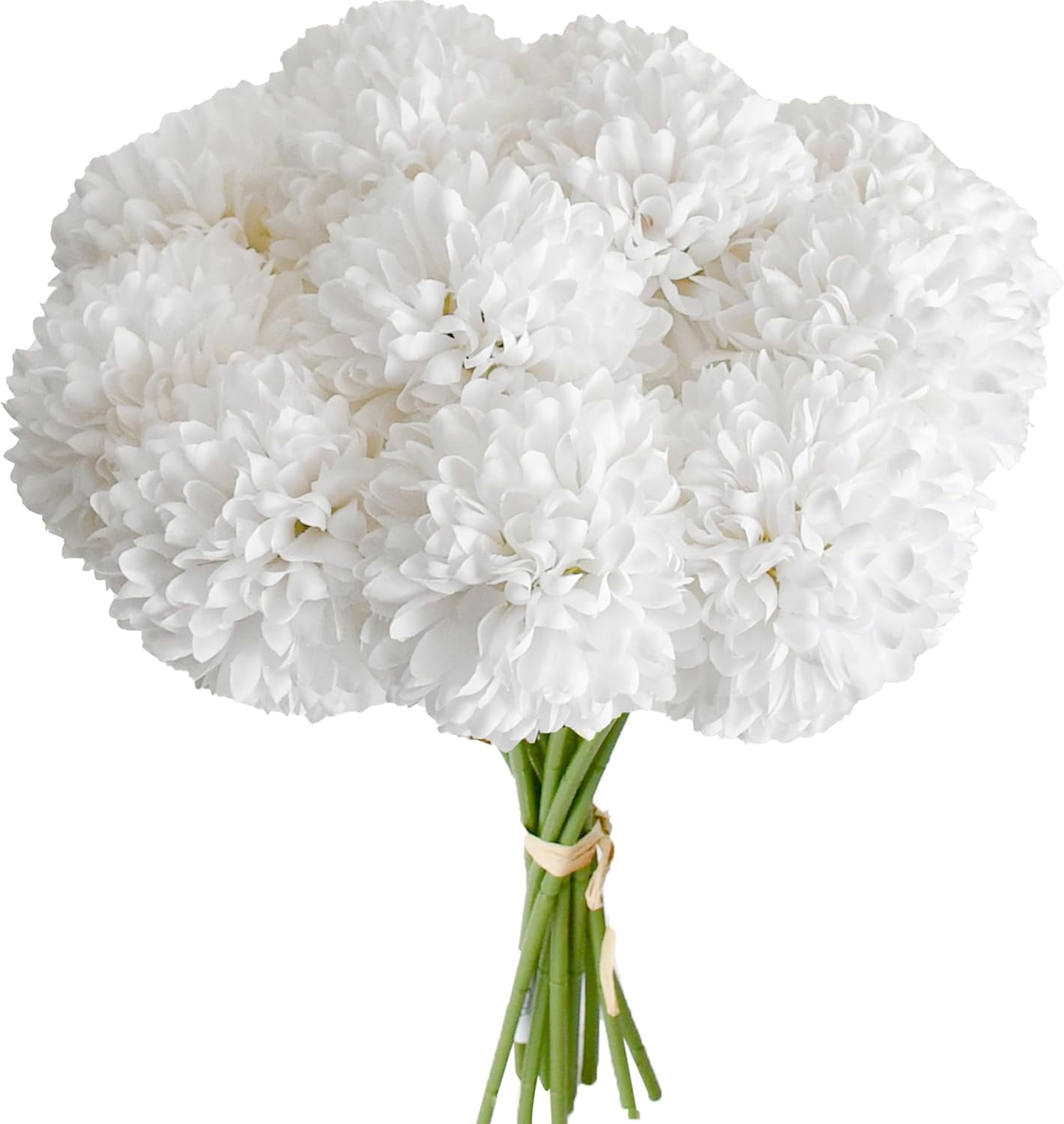 Pure White Artificial Ball Chrysanthemum 12 Stems Faux Flowers with ...
