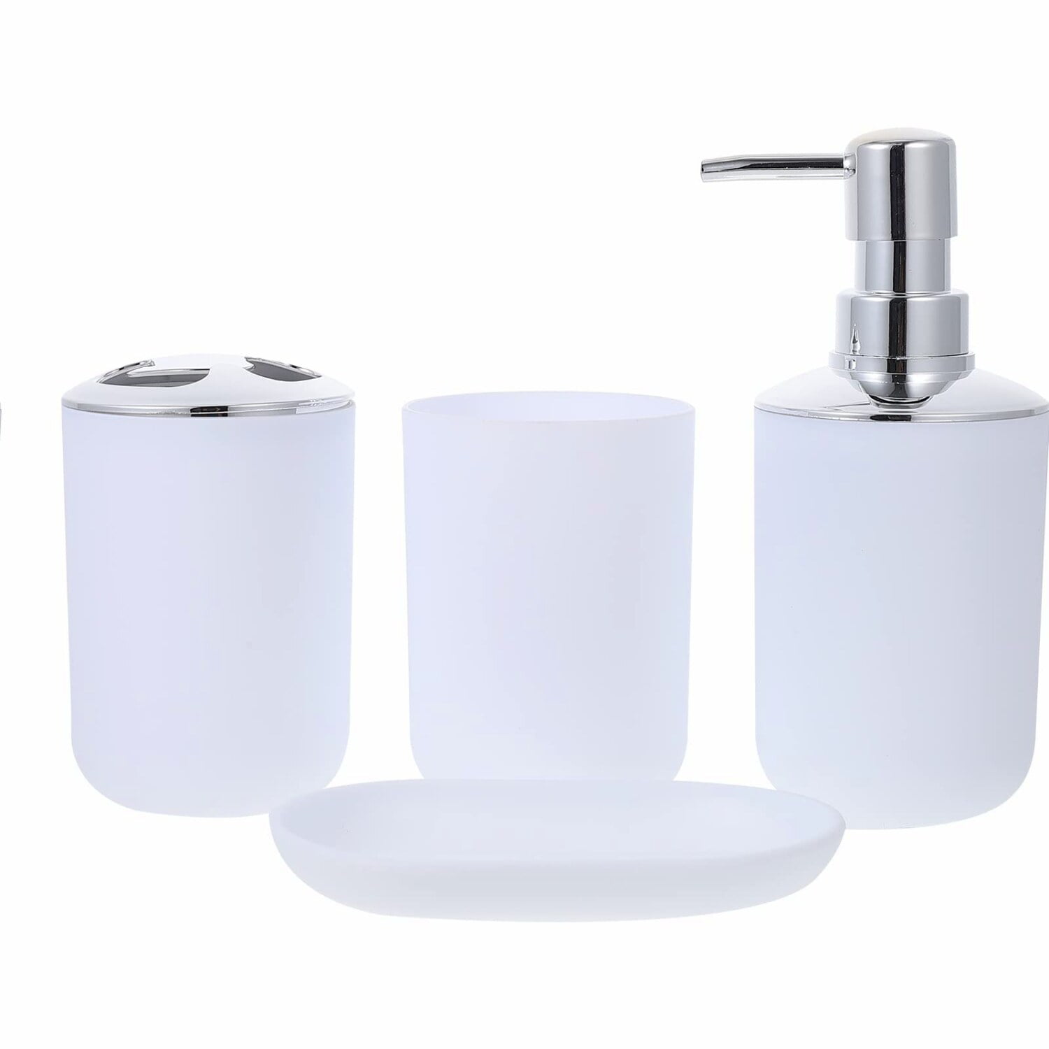 Pure White Bath Bliss Set - Complete Bathroom Accessories Kit with Soap ...
